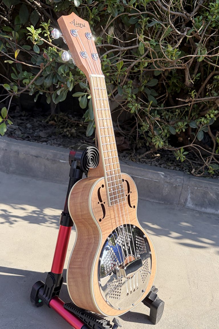 Natural Colour Curly Okoume Body 24 Inch Concert Resonator Ukulele ...
